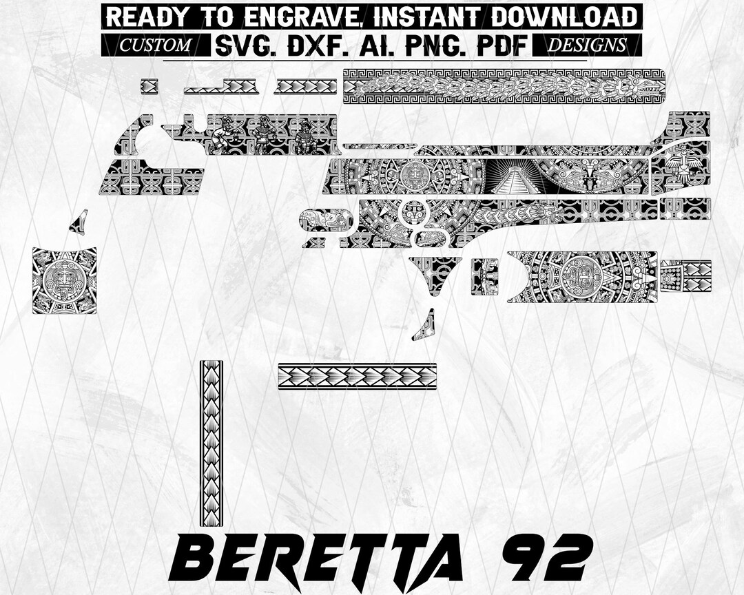 Beretta 92 Aztec Engraving Vector File (digital Download) - Etsy