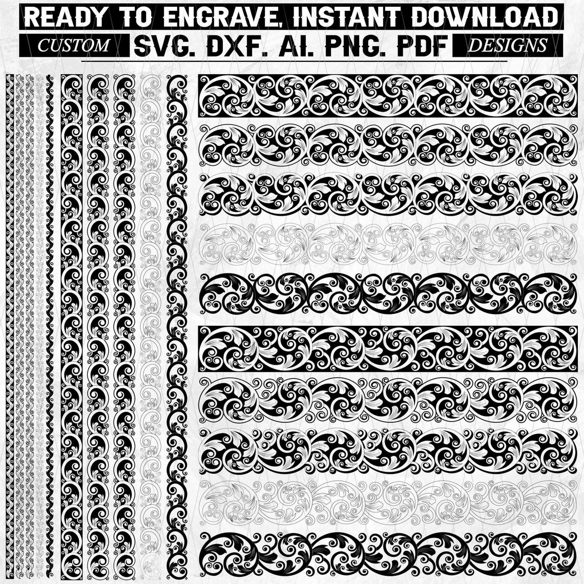 Scroll Pattern Bundle Vector Svg Dxf Ai Png Pdf Laser Engraving CNC Cut ...