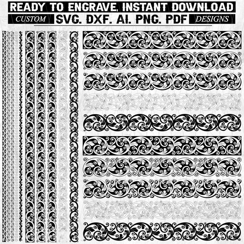 Scroll Pattern Bundle Vector Svg Dxf Ai Png Pdf Laser Engraving CNC Cut ...