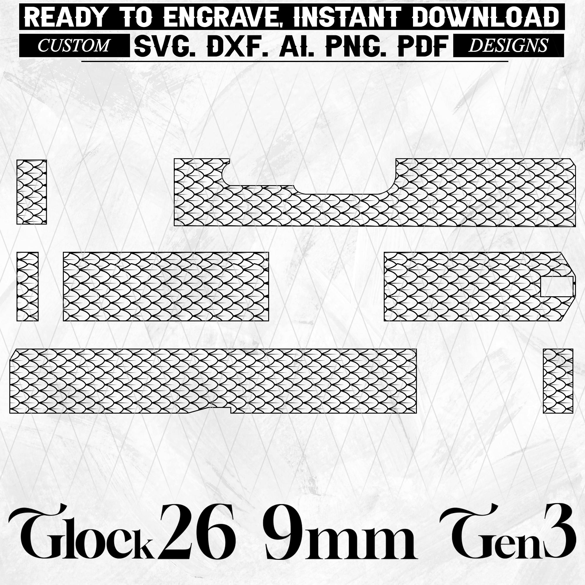 Glock26 9mm Gen3 Dragon Scale Pattern, Laser Engraving Files, Digital ...