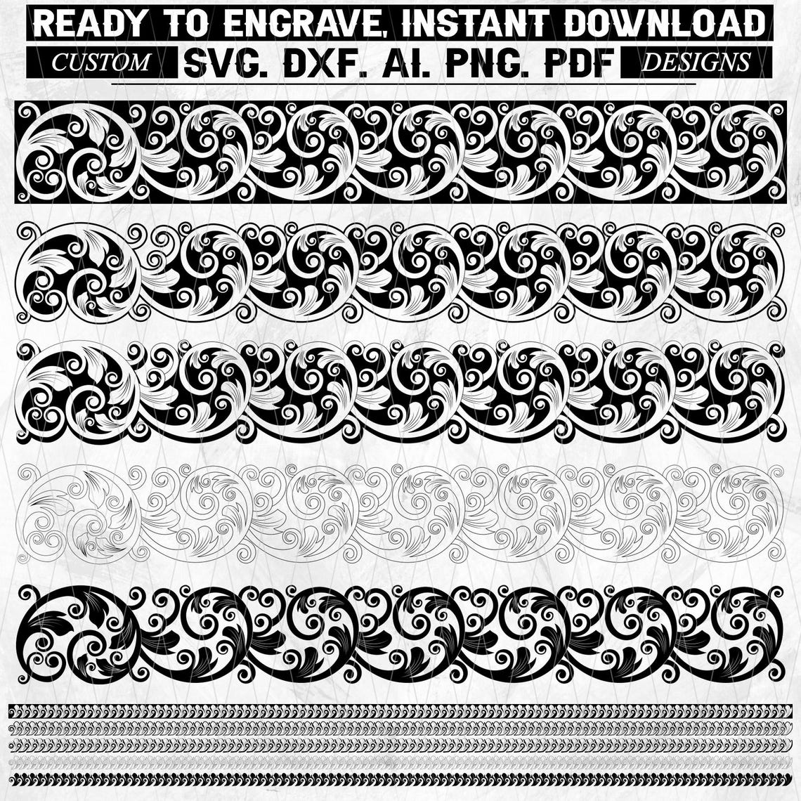 Scroll Pattern Bundle Vector Svg Dxf Ai Png Pdf Laser Engraving CNC Cut ...