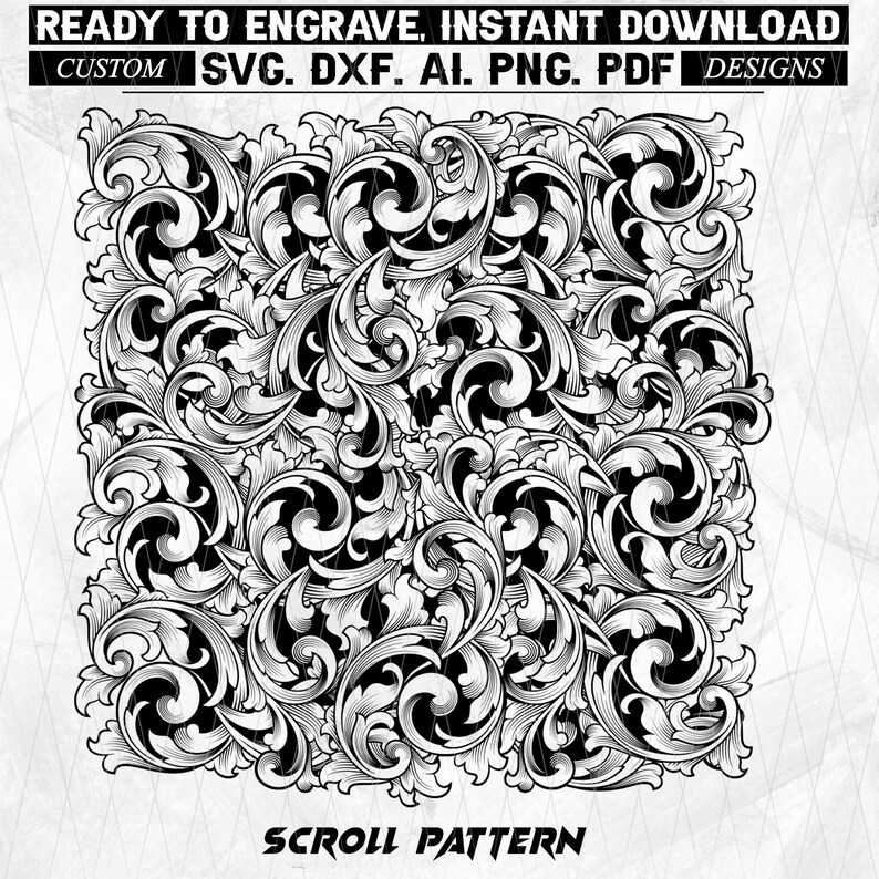 Scroll Pattern Vector Design, Laser Engraving CNC Cut File (digital ...