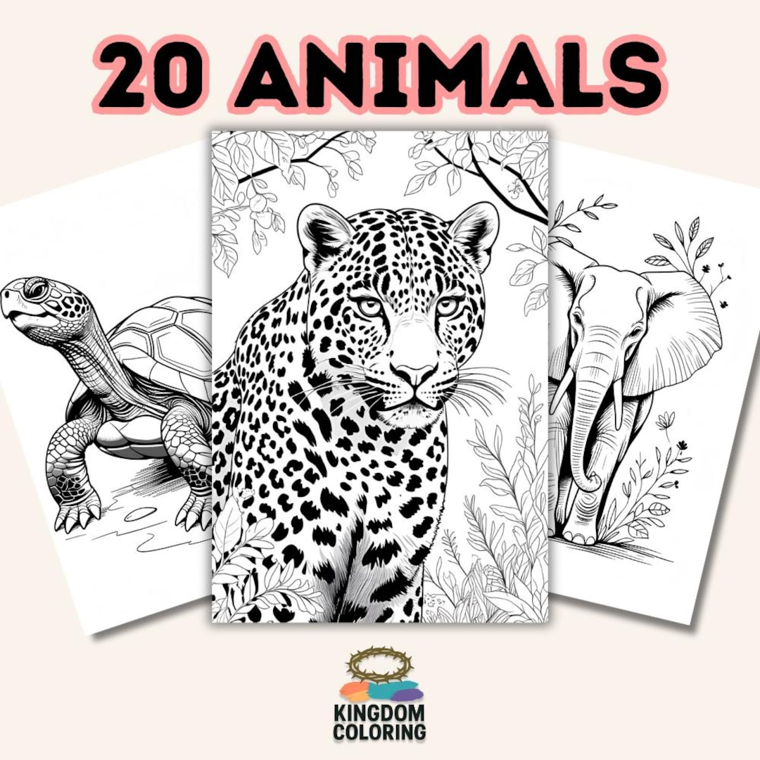 20 Animals Coloring Pages (variety Pack) - Printable PDF File - Etsy