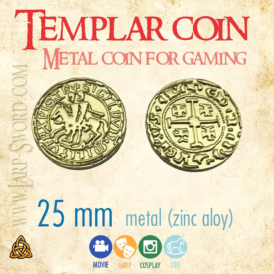 Templar Gold Coin - for Gaming and Larp - Etsy