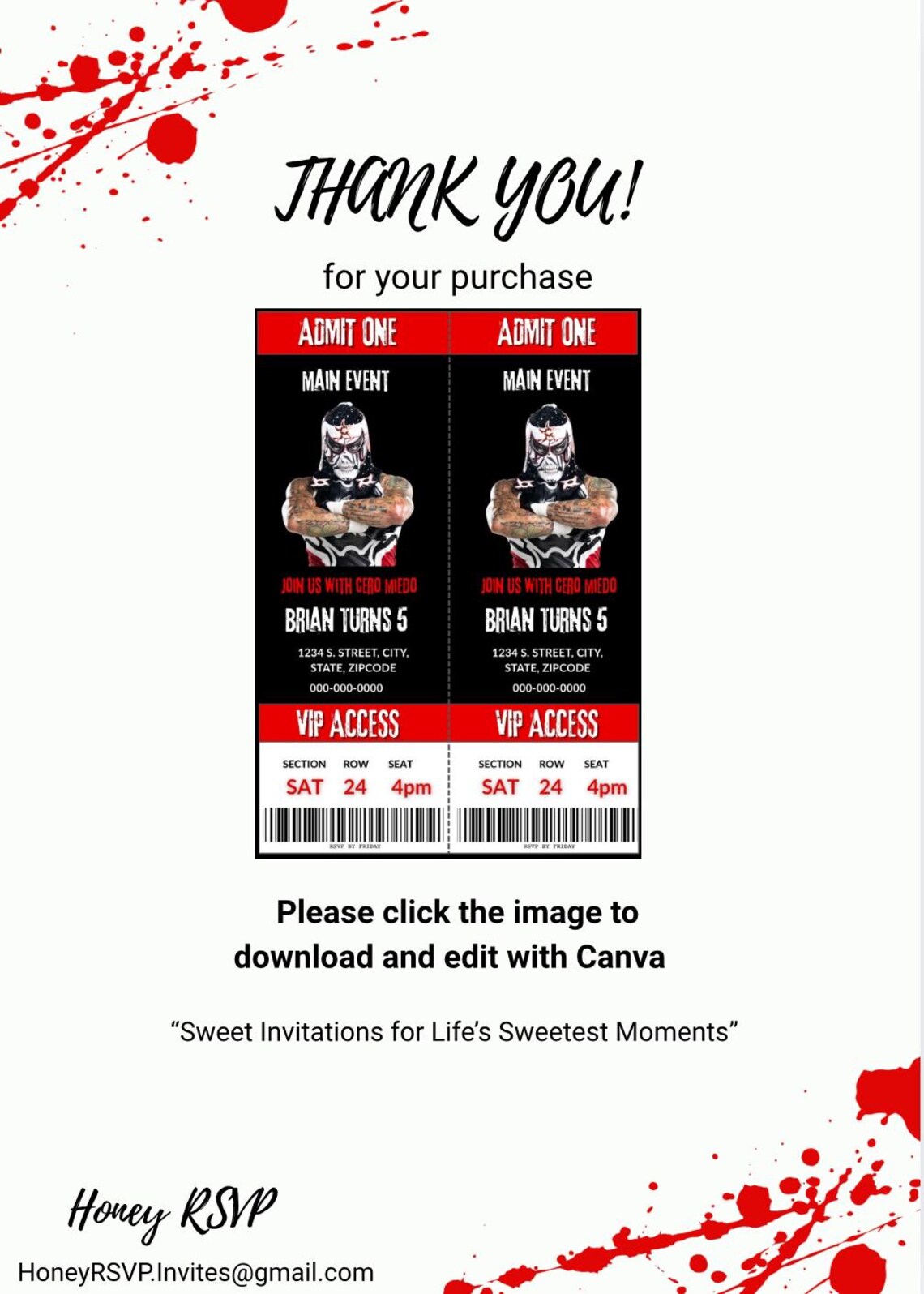 Wrestling Digital Template - Etsy