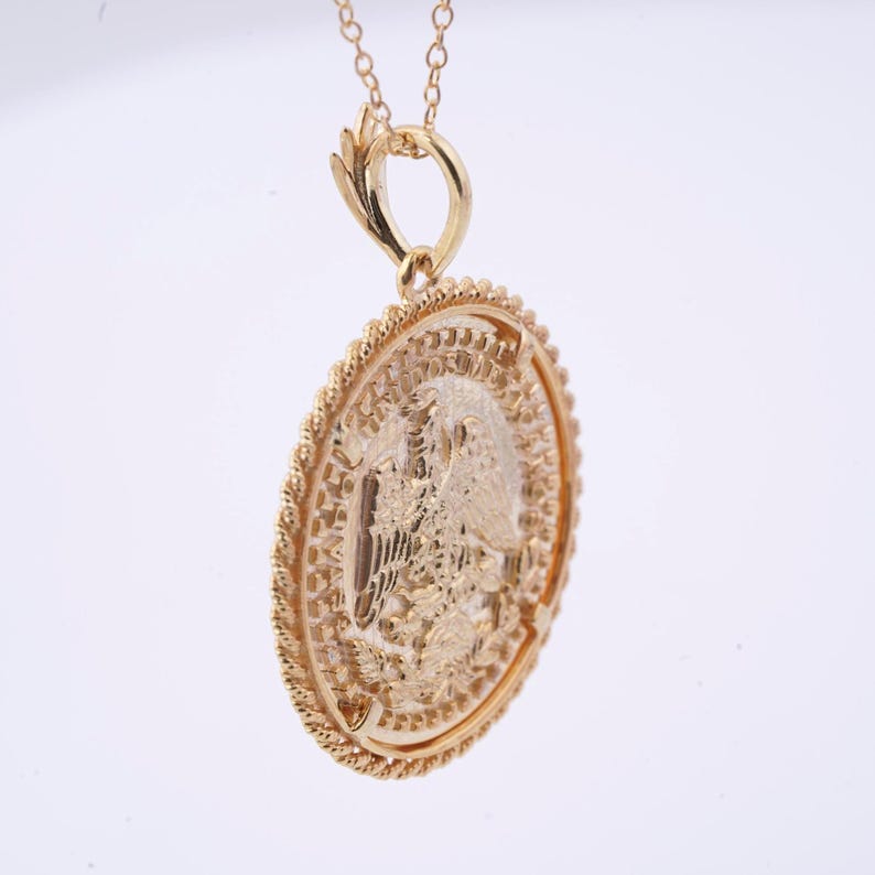 Mexican Centenario 50 Pesos Coin Necklace | 14K Gold Plated Pendant ...
