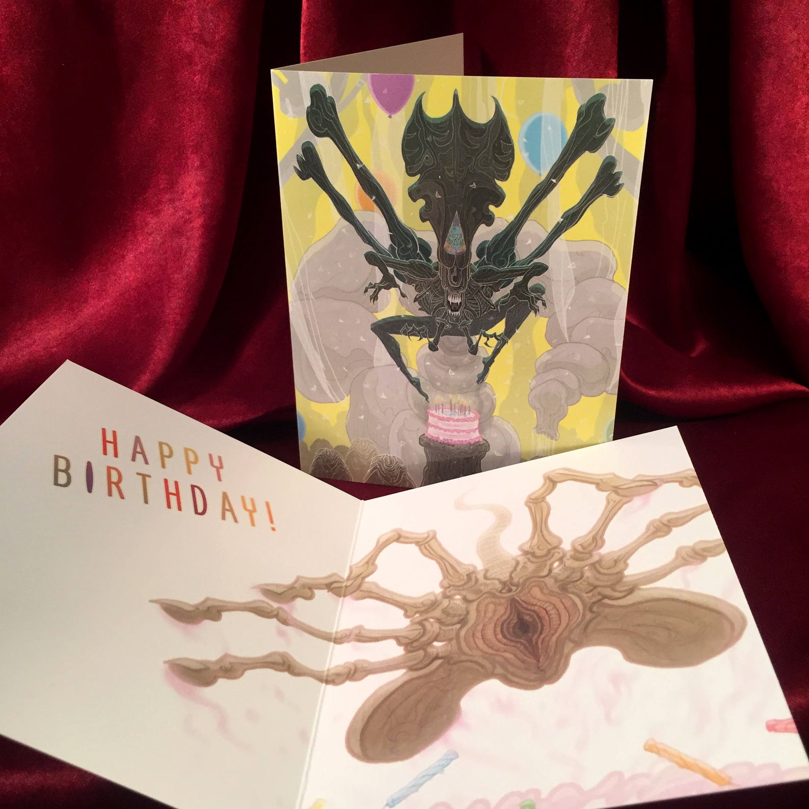 ALIENS Birthday Card With Queen XENOMORPH & FACEHUGGER - Etsy