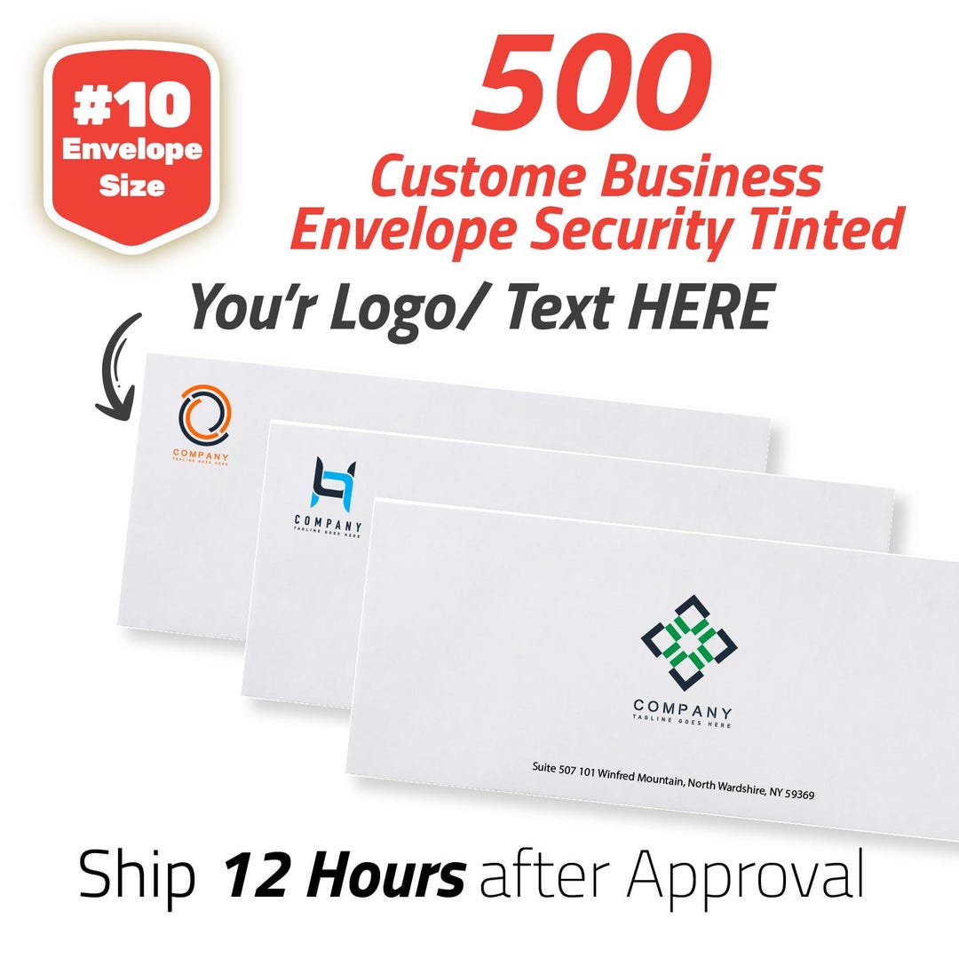 Custom Printed #10 Envelopes - 500 Pack | Full Color or B&W | Business ...