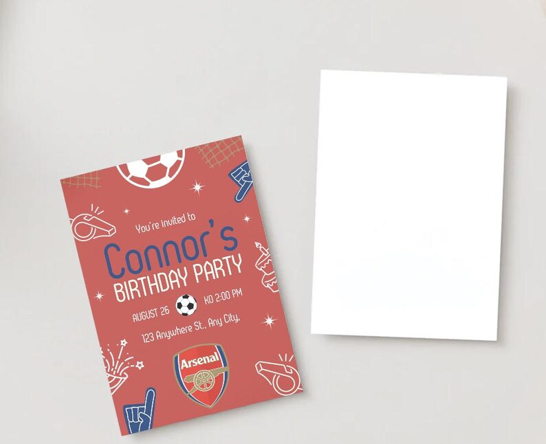 Arsenal Birthday Party Invitation - Etsy
