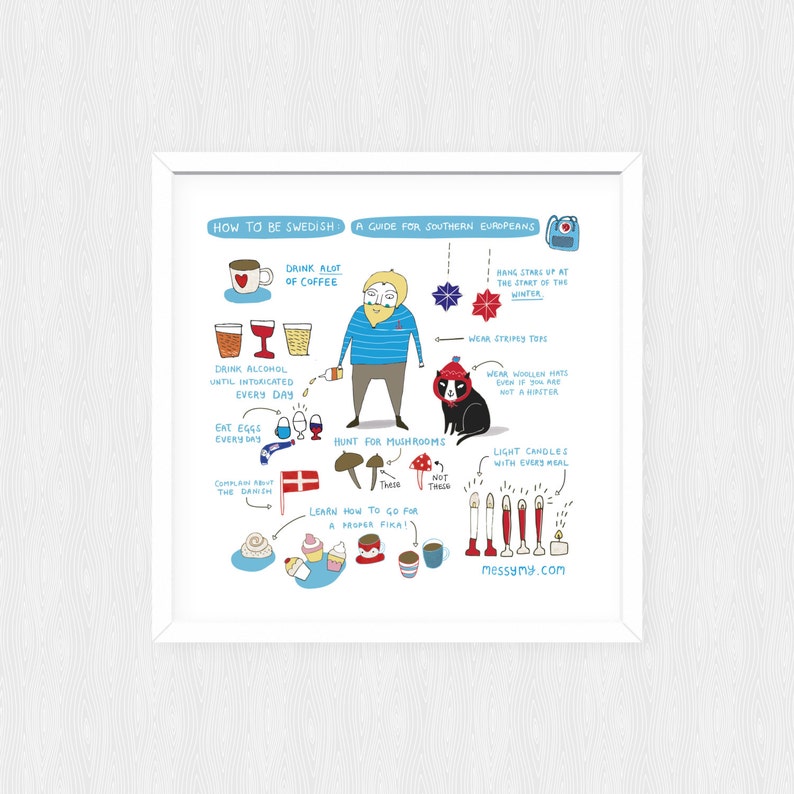How to Be Swedish - Art Print - Sweden - by Messy My - Etsy