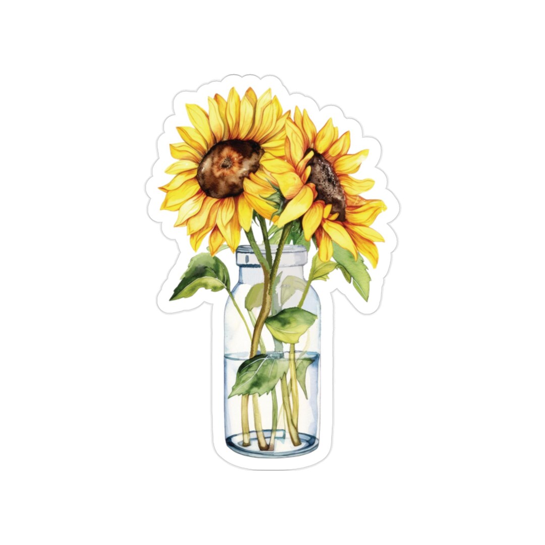 Transparent Sunflower Die-cut Outdoor Stickers, Waterproof Floral ...