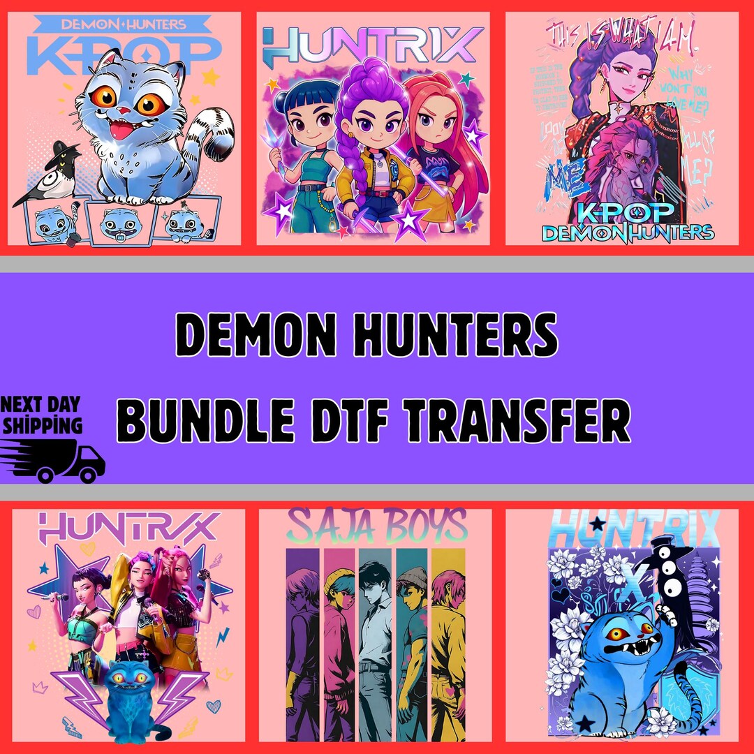 Transferencia DTF de Demon Hunters de K-pop, diseño de prensa térmica ...