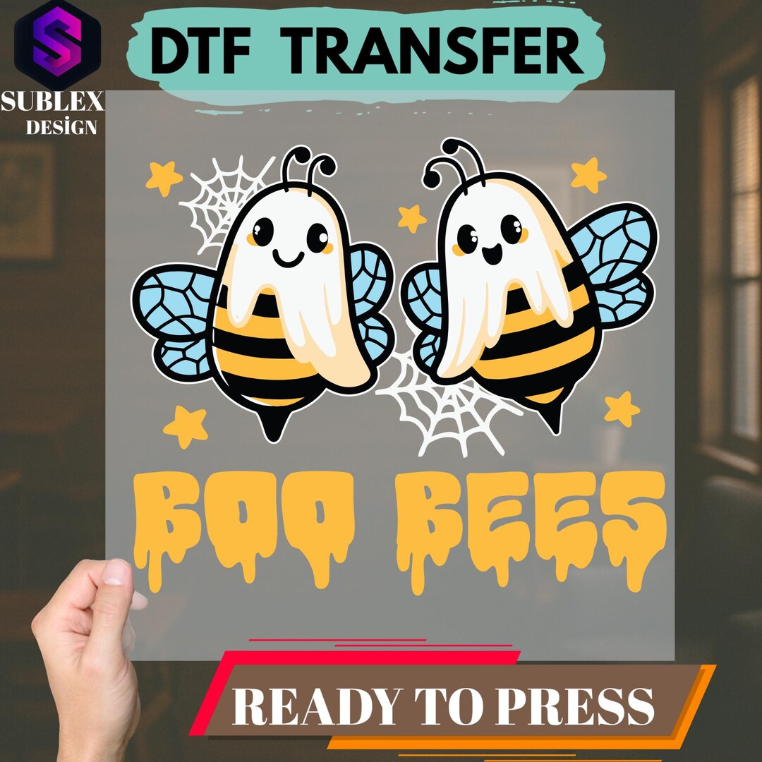 Boo Bees Halloween DTF Transfer, Cute Ghost Bee Spooky Design, Funny ...