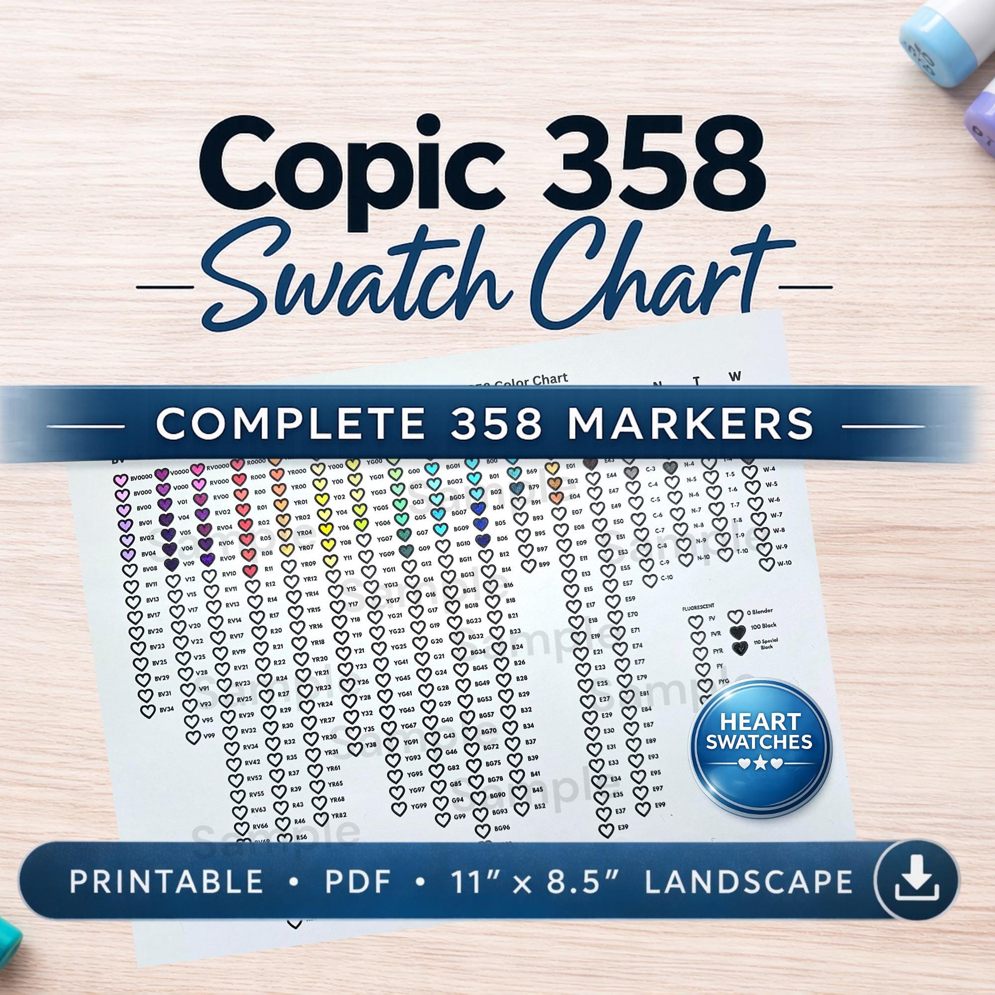 Copic 358 Marker Swatch Chart Printable | Copic Sketch Color Chart ...