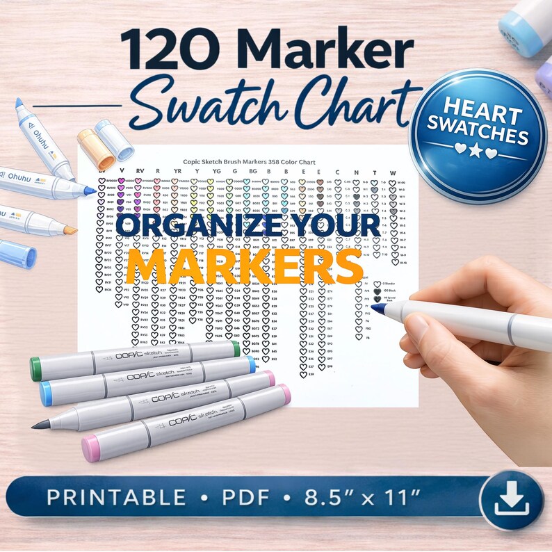Copic 358 Marker Swatch Chart Printable | Copic Sketch Color Chart ...