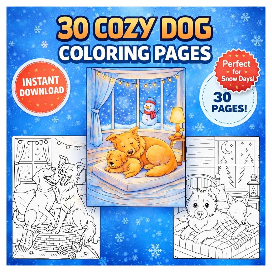 30 Cozy Dog Coloring Pages – Printable Dog Coloring Book for Adults and ...