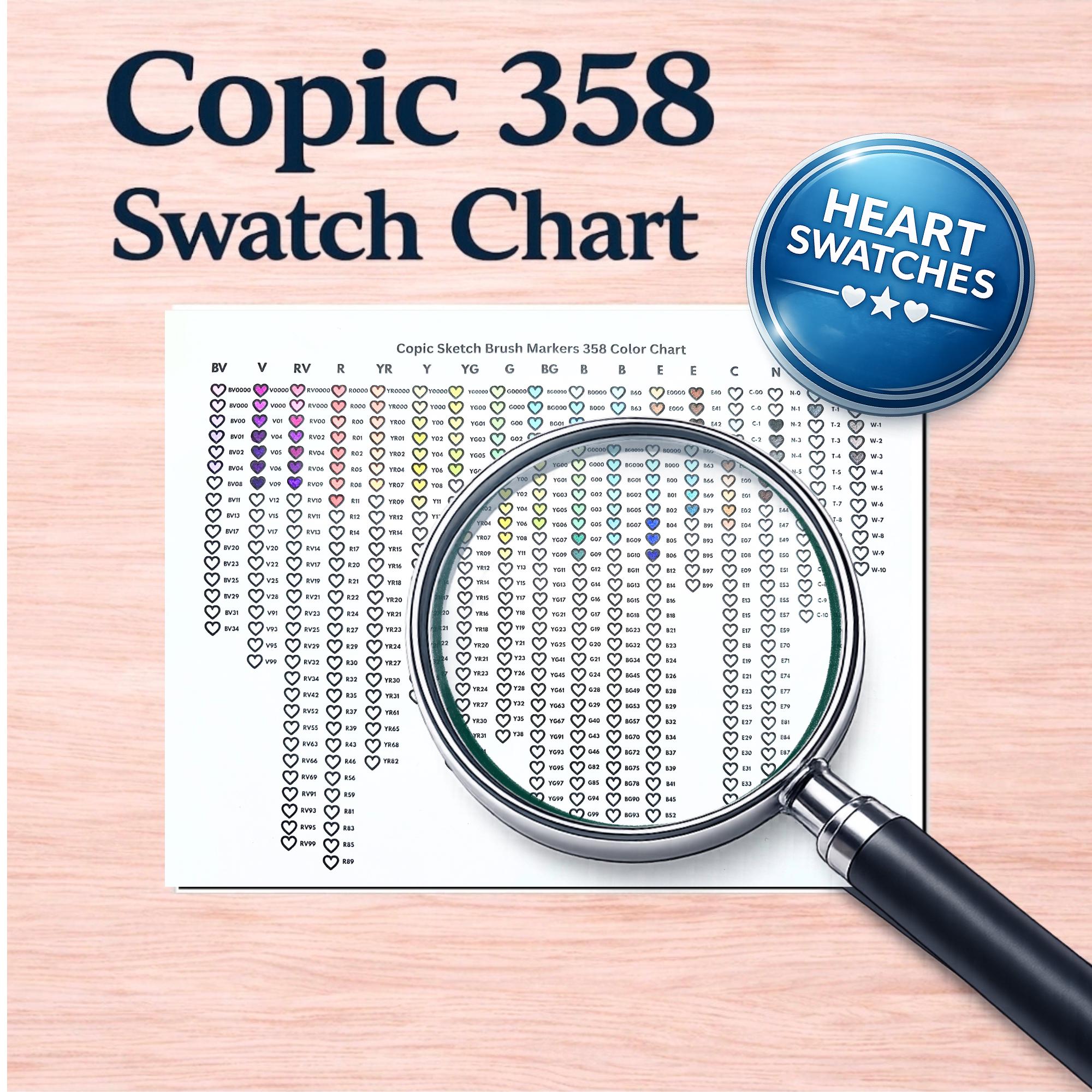 Copic 358 Marker Swatch Chart Printable | Copic Sketch Color Chart ...