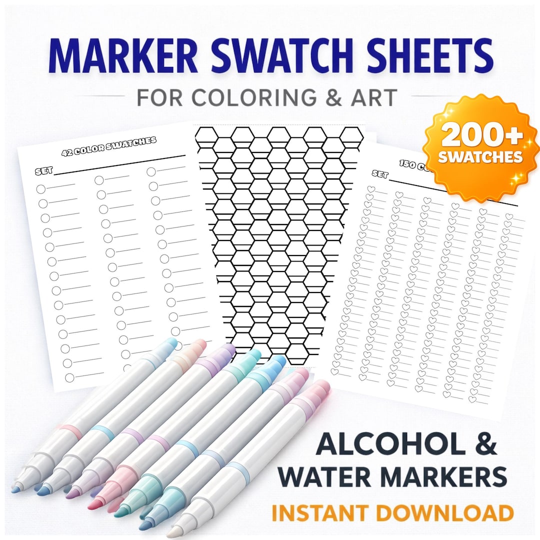 Marker Swatch Sheets Printable PDF – 23 Pages Color Chart for Alcohol ...