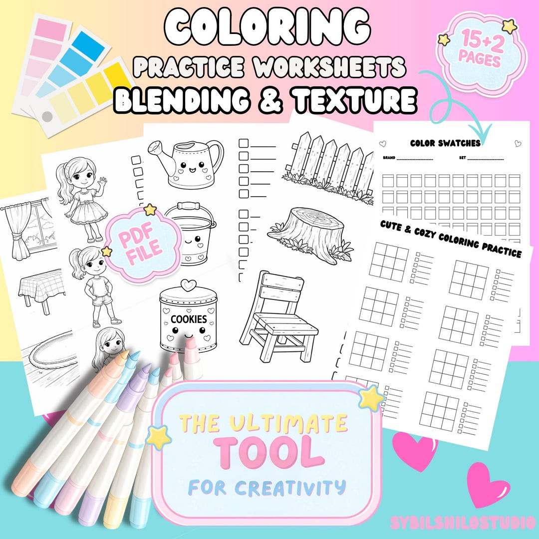 Blending and Shading Coloring Practice Worksheets – 17 Printable Pages ...