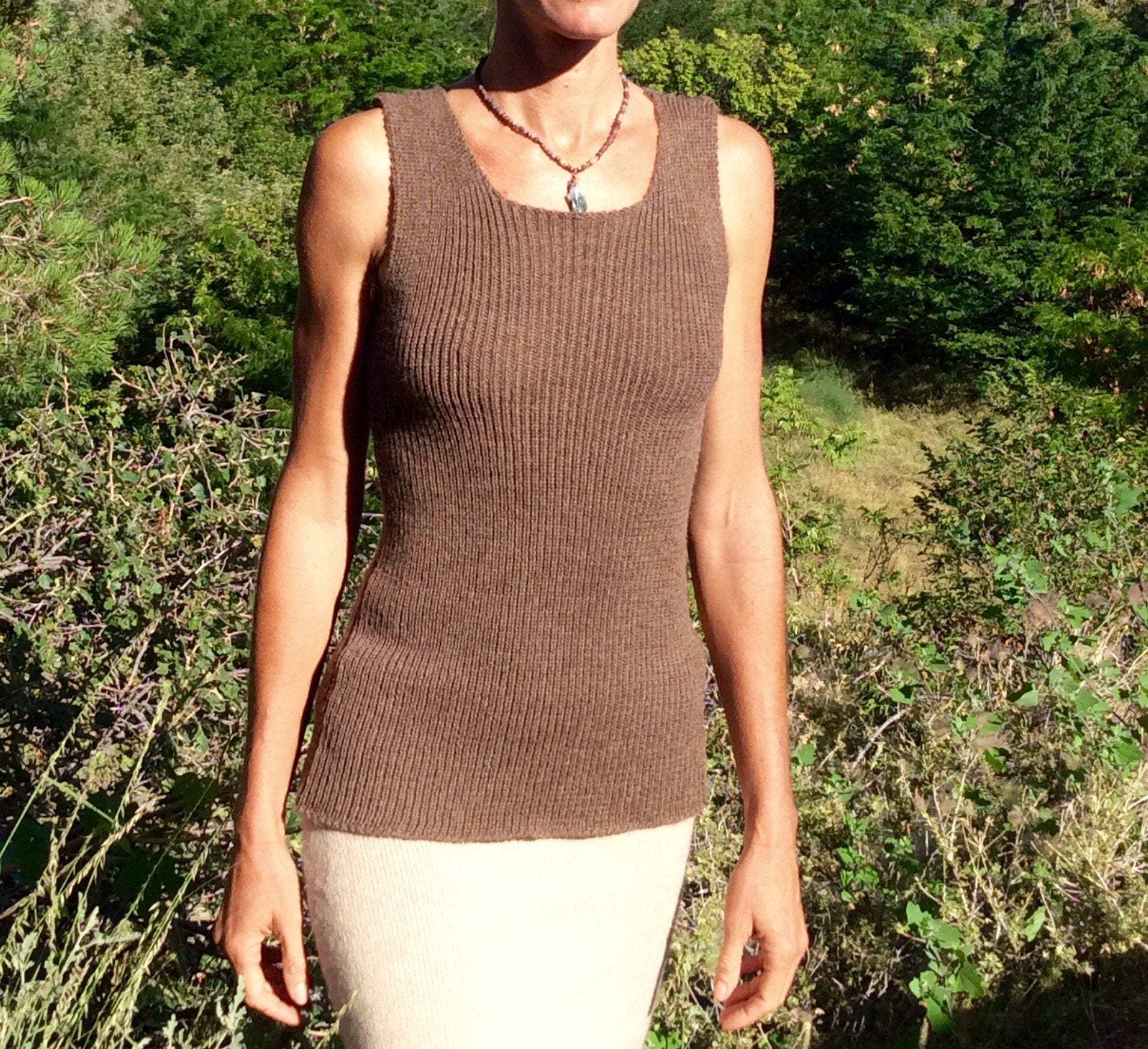 Alpaca or Organic Merino Wool Knit Tank Top Natural - Etsy