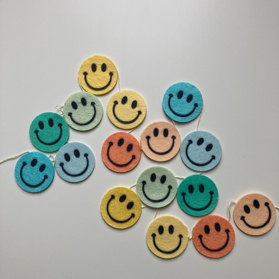 Smile Face Garland - Felt Smile Happy Face Garland in Aqua - Etsy