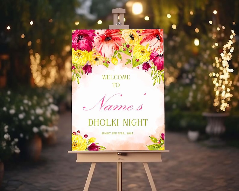 Personalised Dholki Welcome Board: Traditional Asian Wedding Sign (A1 ...