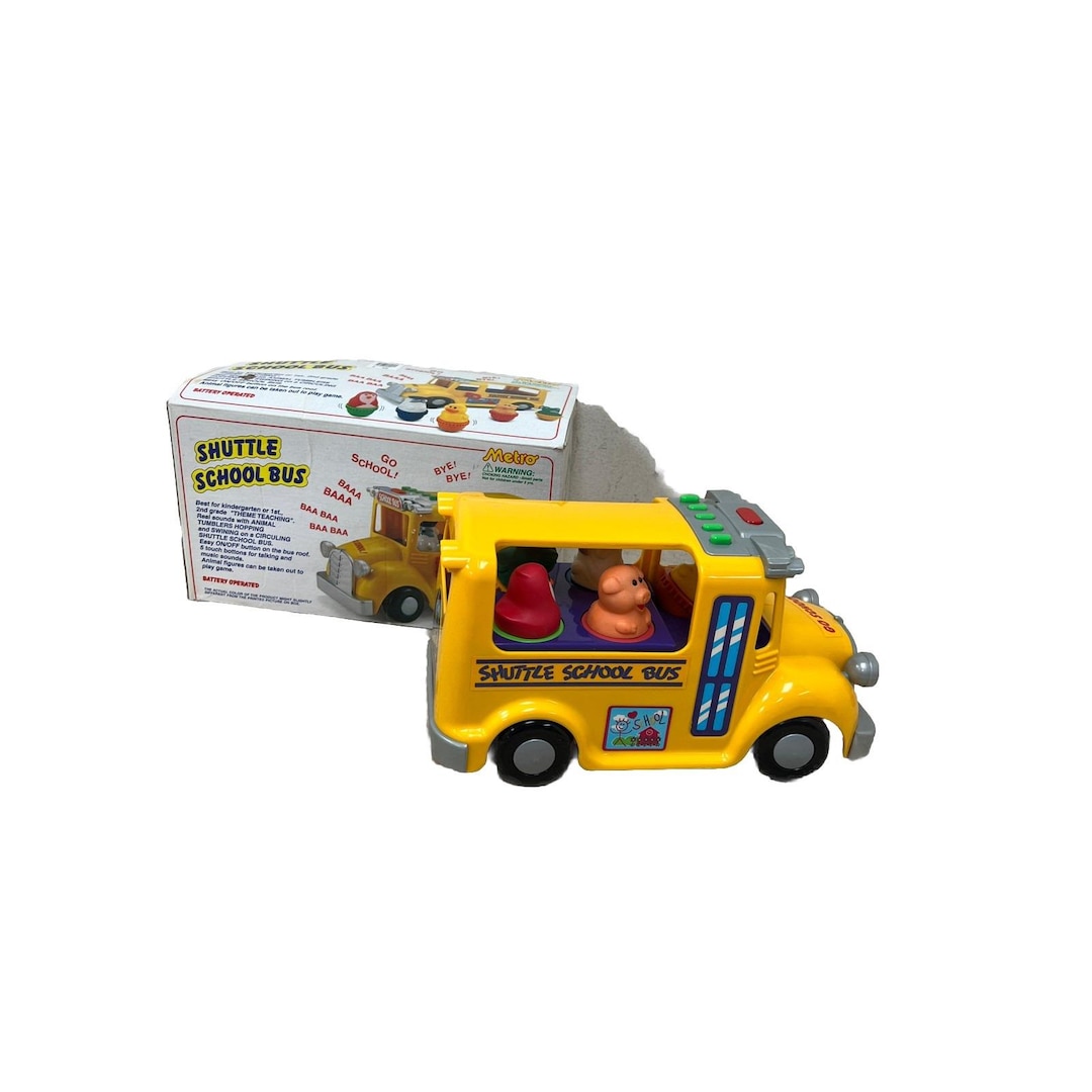 VTG Metro Yellow Shuttle School Bus Sensory Toy 1995 Retro Farm Animals ...
