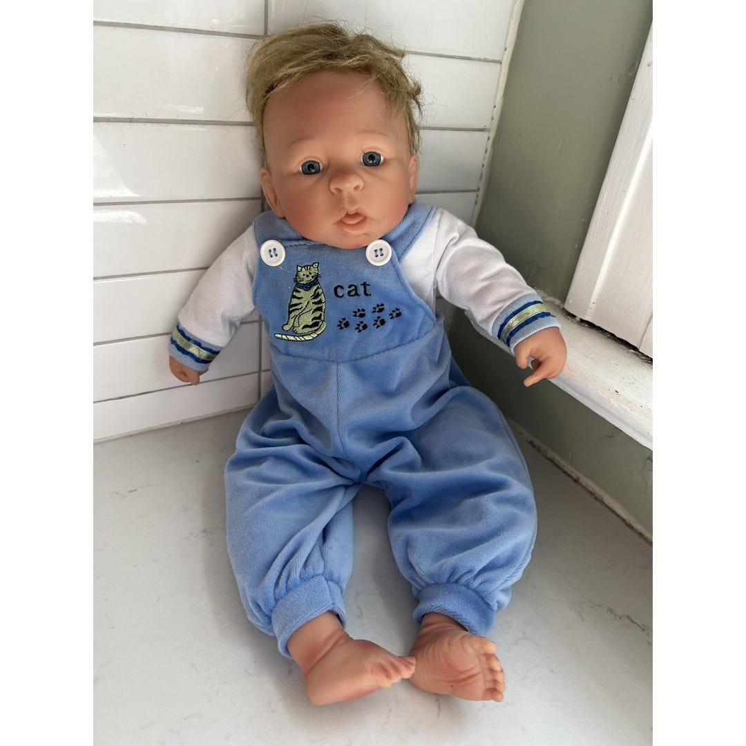 Anna Carter Doll~~ Ael 2005~~baby Doll With Cat Overall Outfit~~soft ...