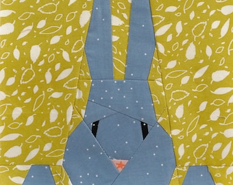 Funny Bunny quilt block pattern paper piecing block | Etsy