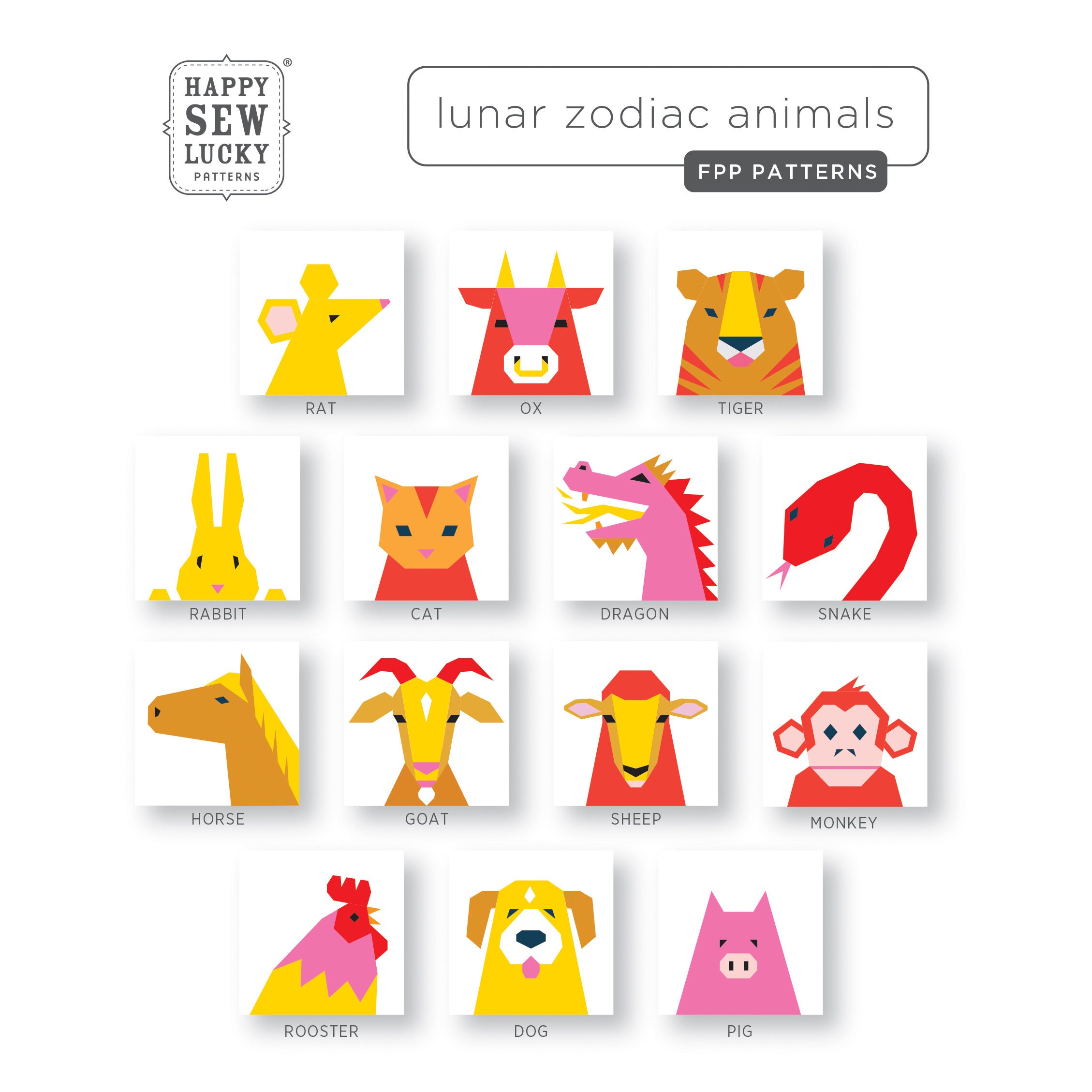 Lunar Zodiac Animals COMBO PDF Pattern - Etsy Canada