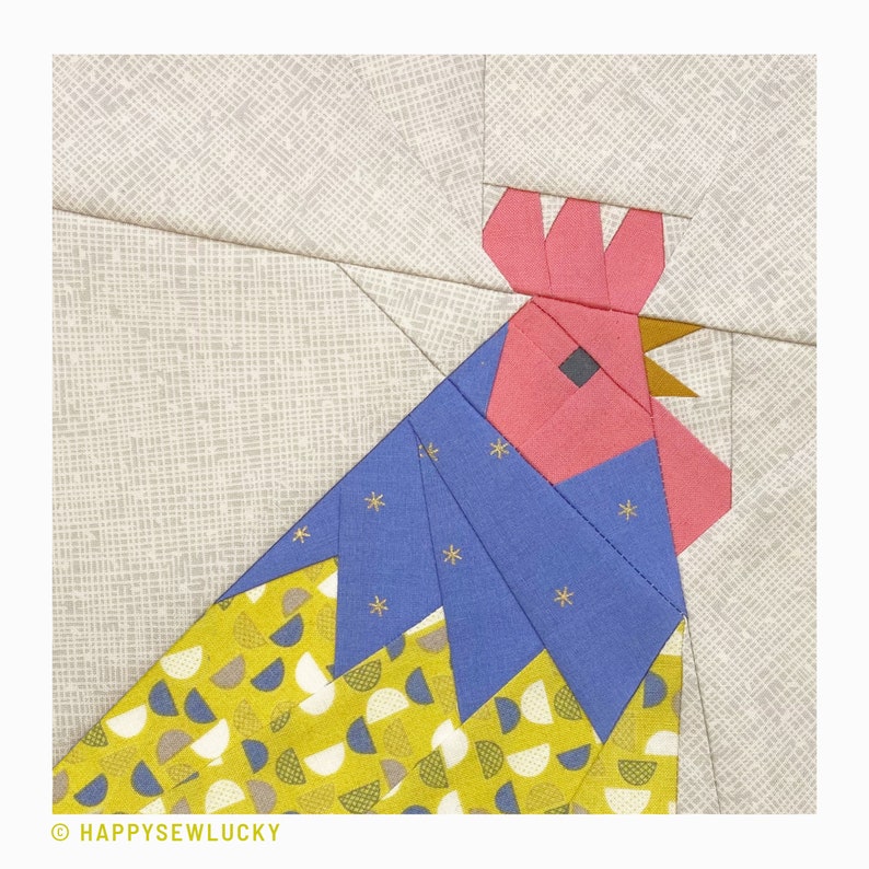 ROOSTER Pdf Quilt Block - Etsy