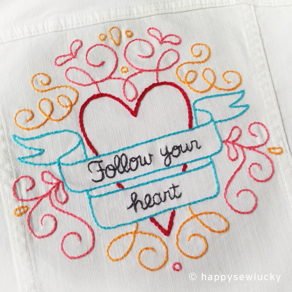 Follow Your Heart Embroidery Pattern PDF - Etsy
