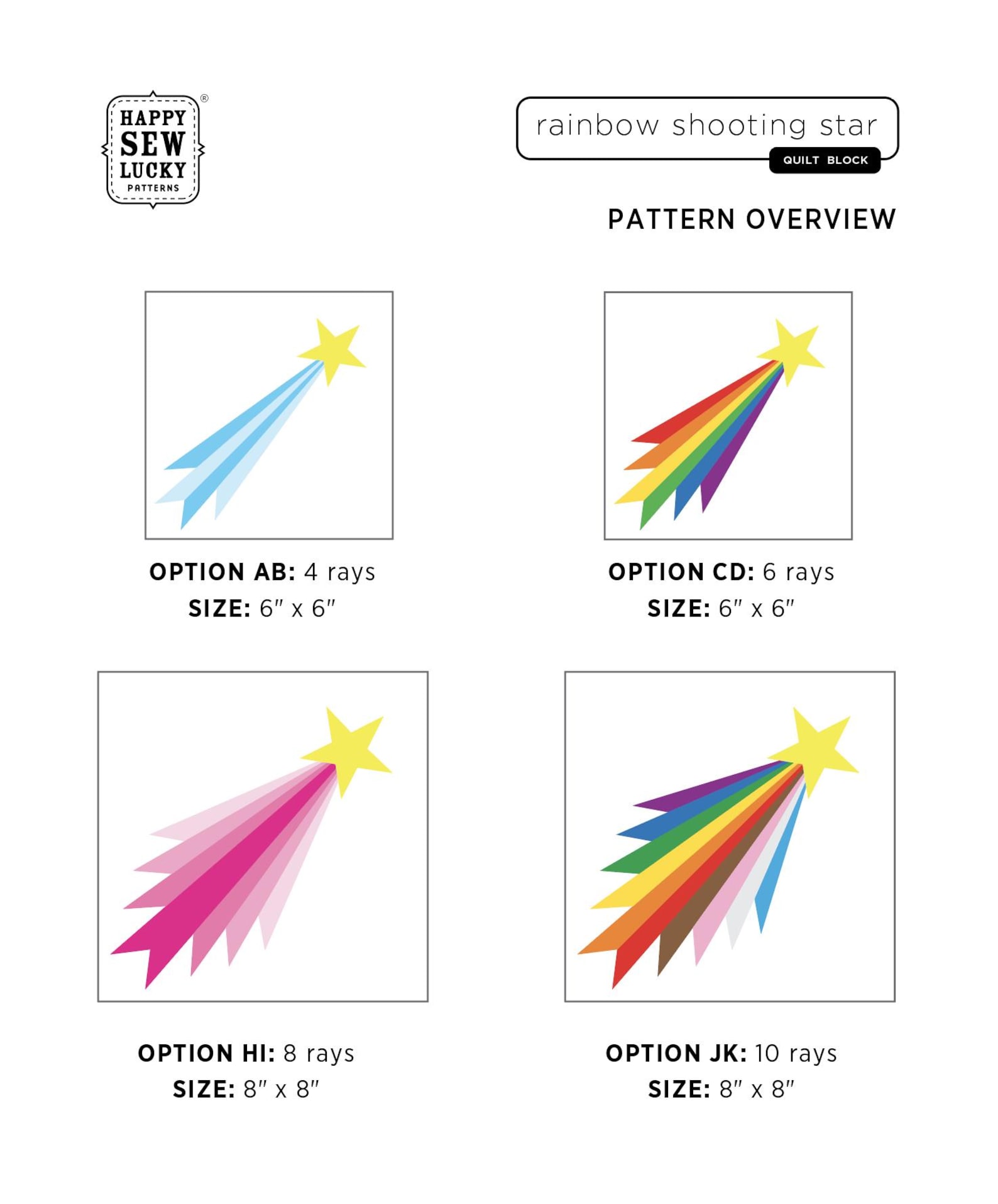 Rainbow Shooting Star PDF Quilt Pattern - Etsy