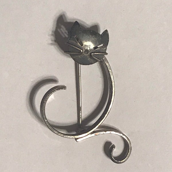 Sterling Cat Pin - Etsy