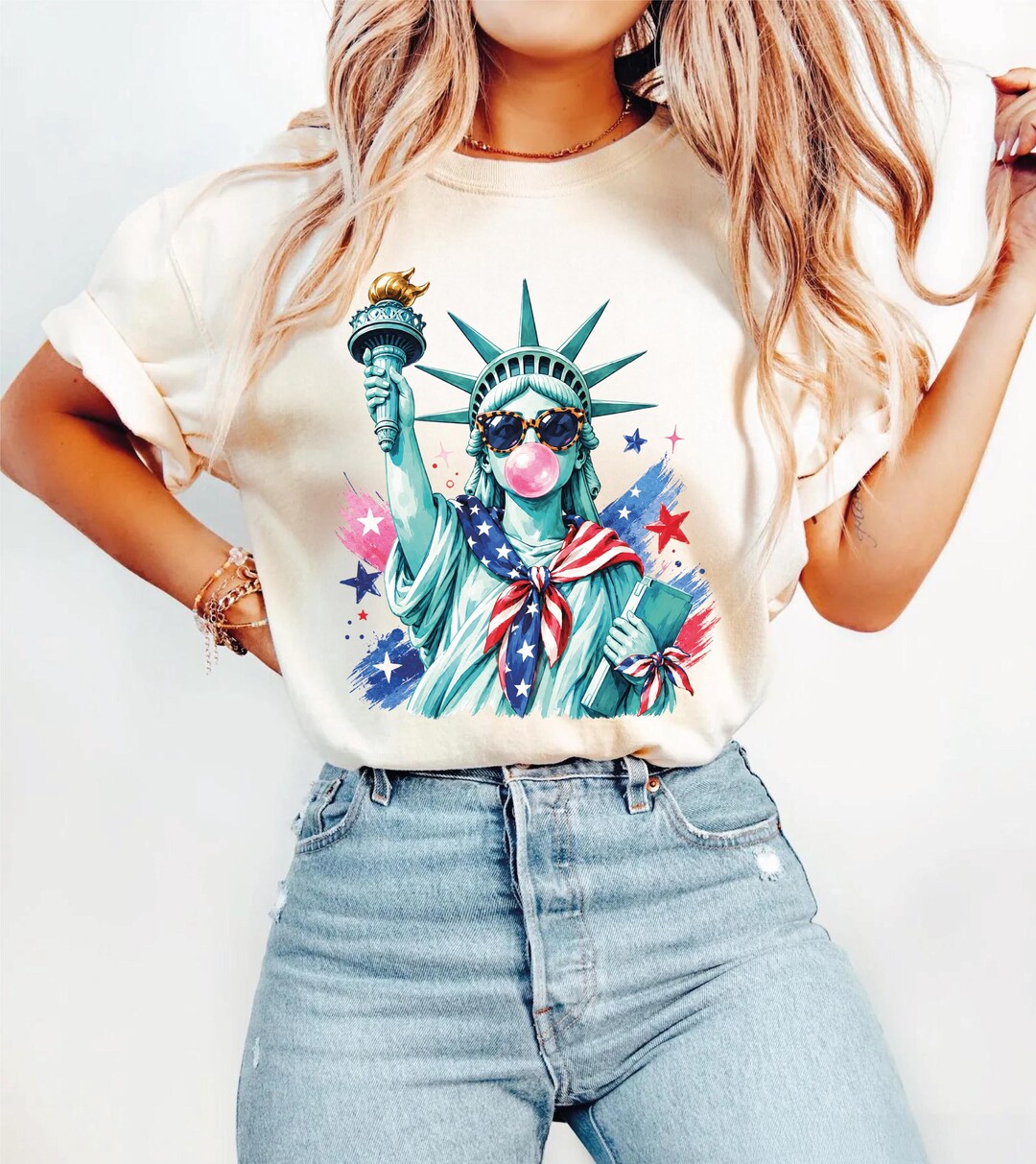 Comfort Colors Statue of Liberty Blowing Bubble Gum Shirt, 250th ...