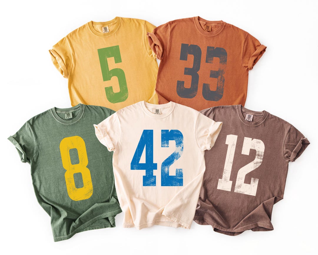 Custom Number Comfort Colors Shirt, Custom Football Number Adult Shirt ...