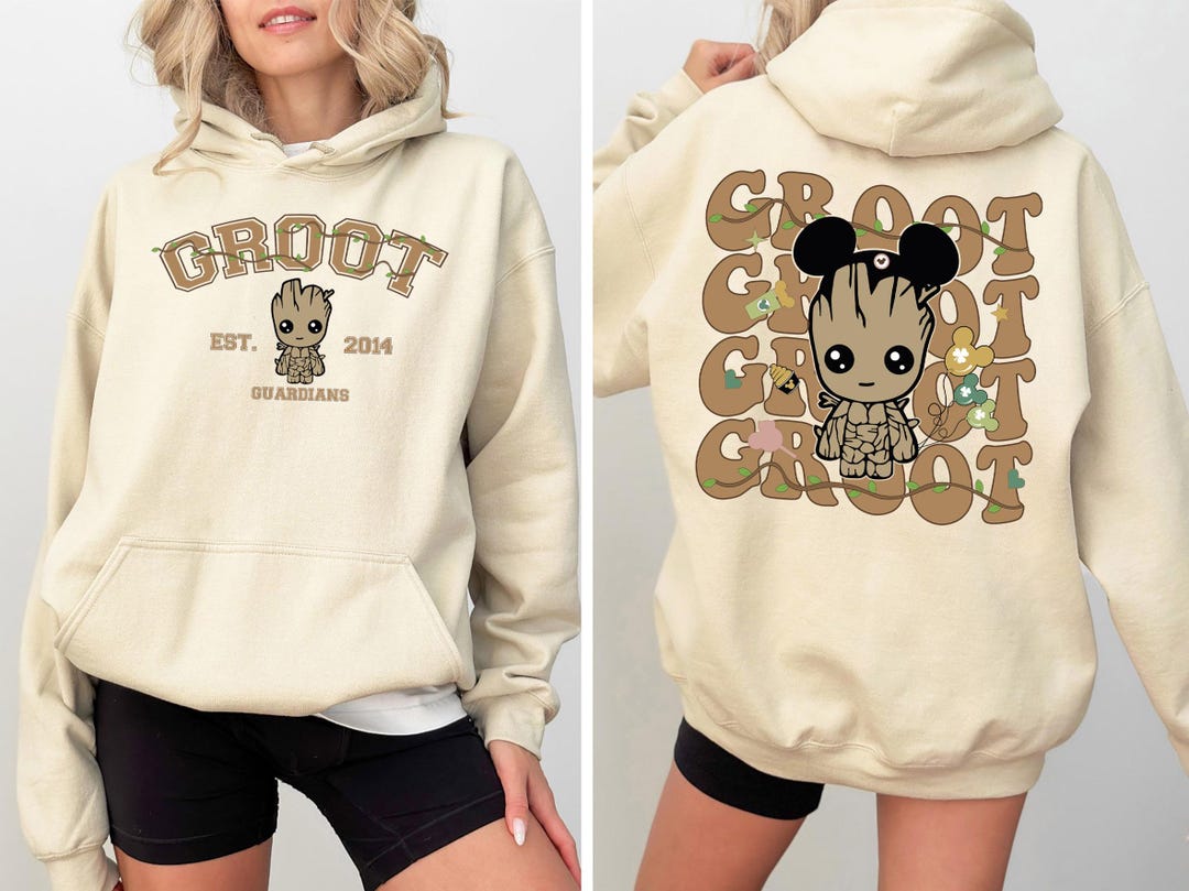 I Am Groot Sweatshirt: Retro Groot Character Hoodie, Two-sided ...