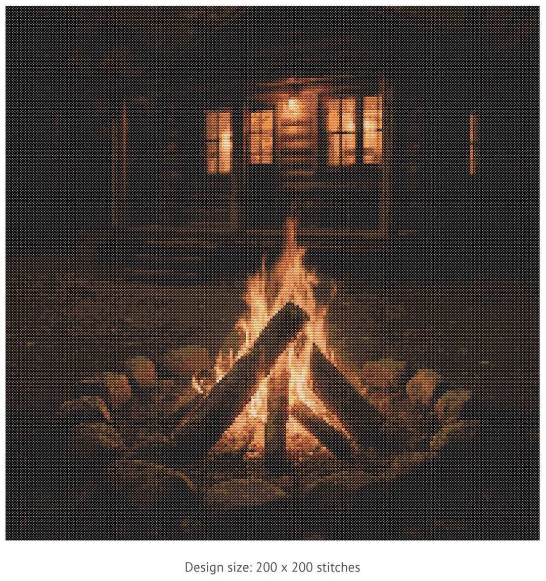 Cabin Campfire Cross Stitch Pattern - Etsy