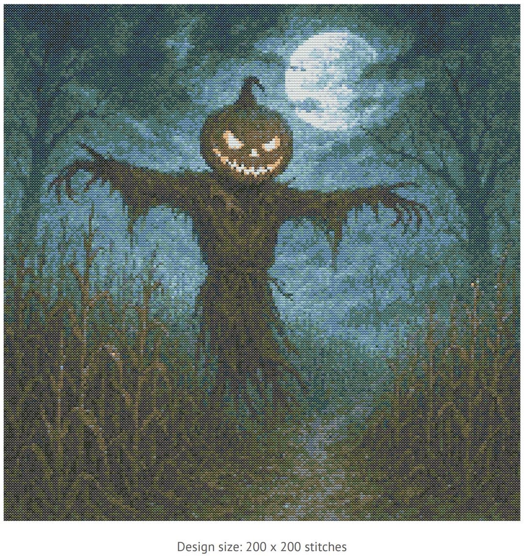 Spooky Scarecrow Cross Stitch Pattern - Etsy