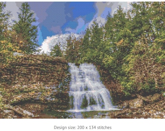 Love Waterfall Cross Stitch Pattern PDF - Etsy