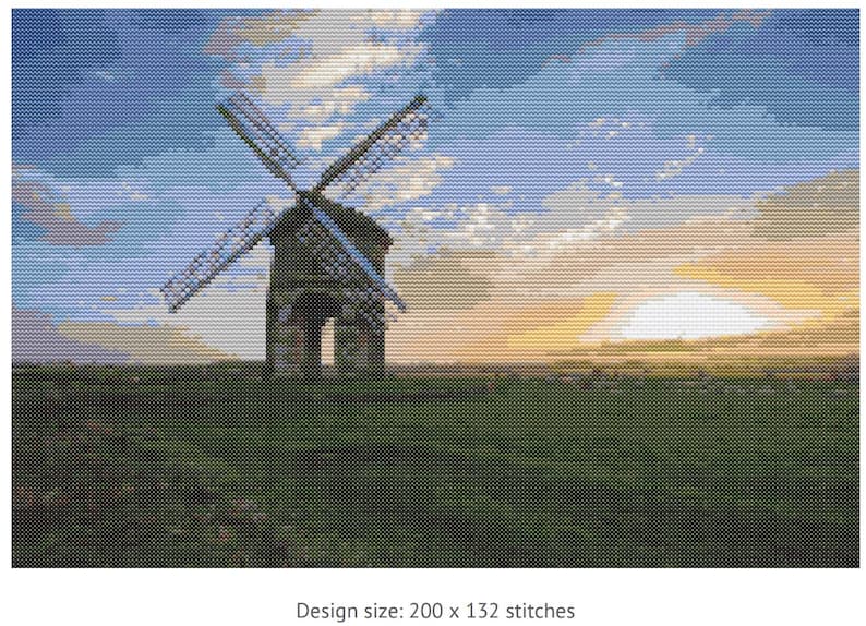 Windmill Sunsets Cross Stitch Pattern - Etsy