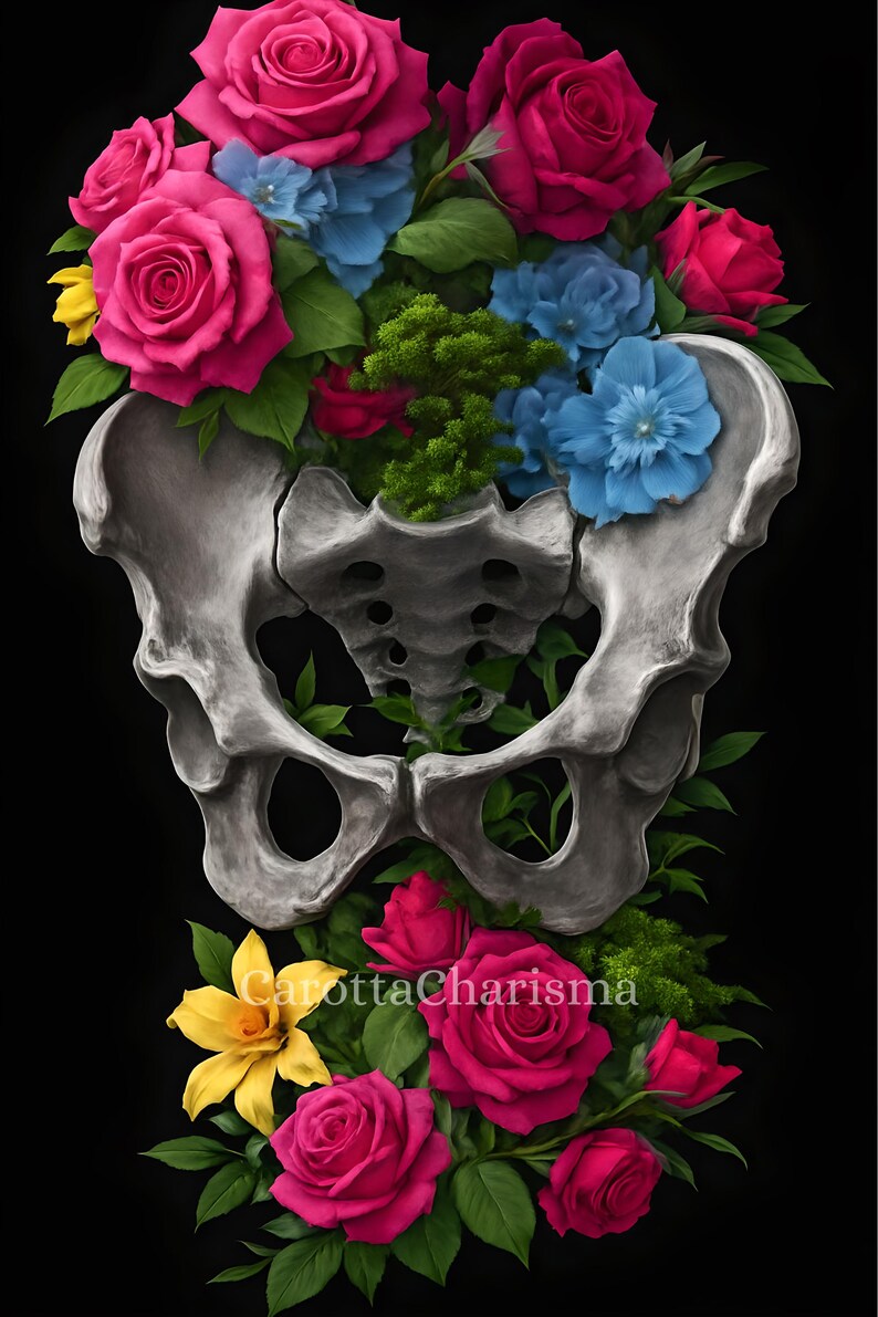 Floral & Pelvic Art – Digital Poster / PNG Art / Female Pelvis Floral ...