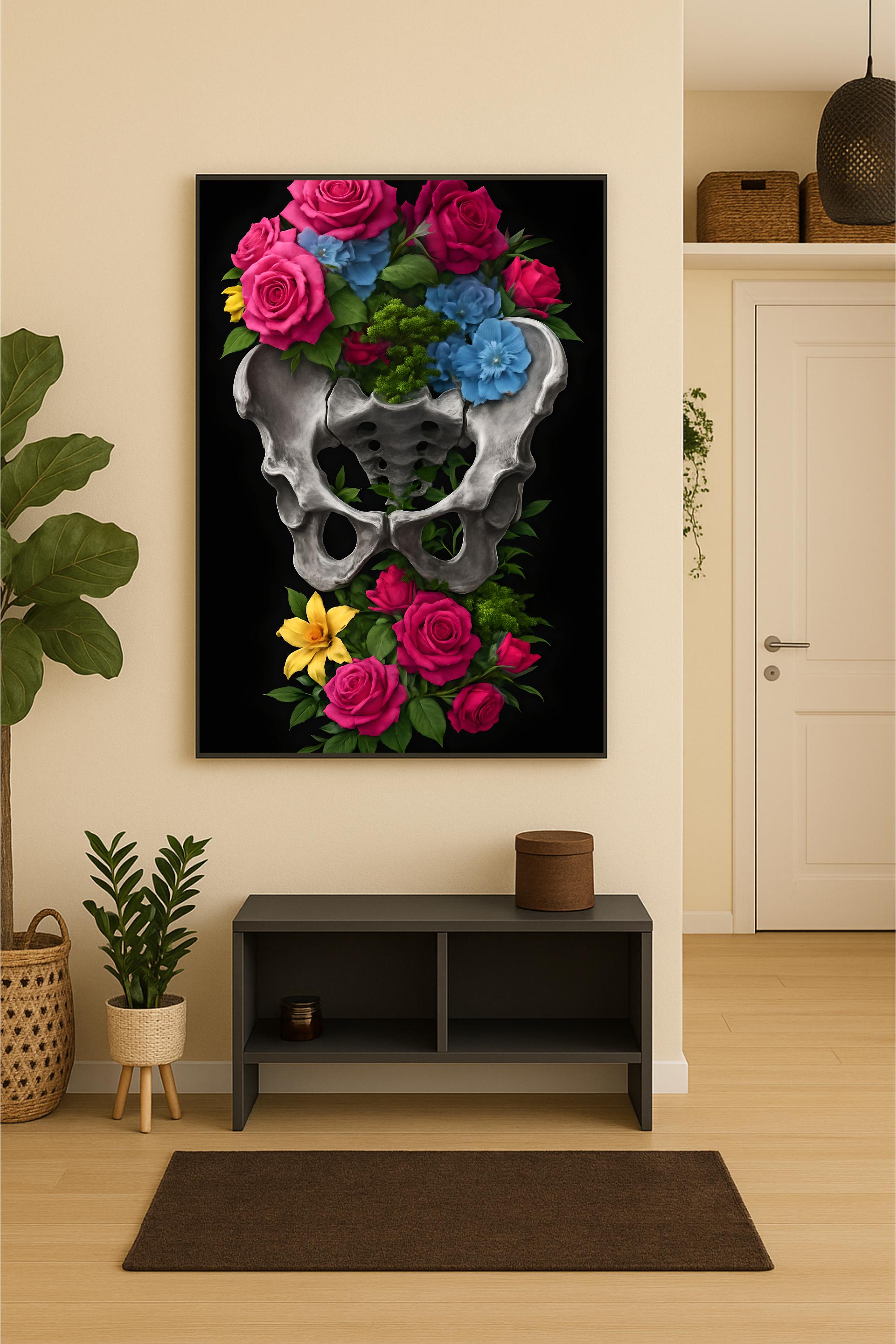 Flowers & Pelvis Art – Digital Poster / PNG Art / Female Pelvis Floral ...