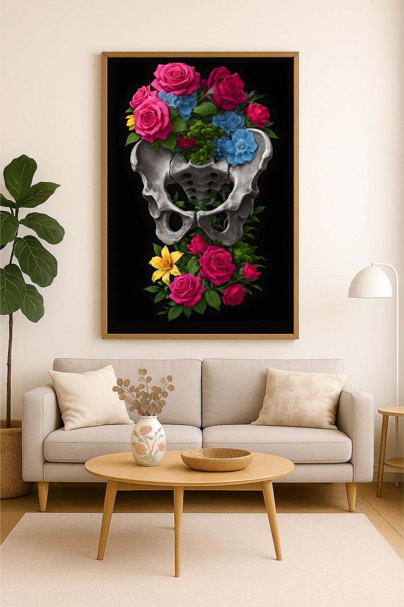 Floral & Pelvic Art – Digital Poster / PNG Art / Female Pelvis Floral ...