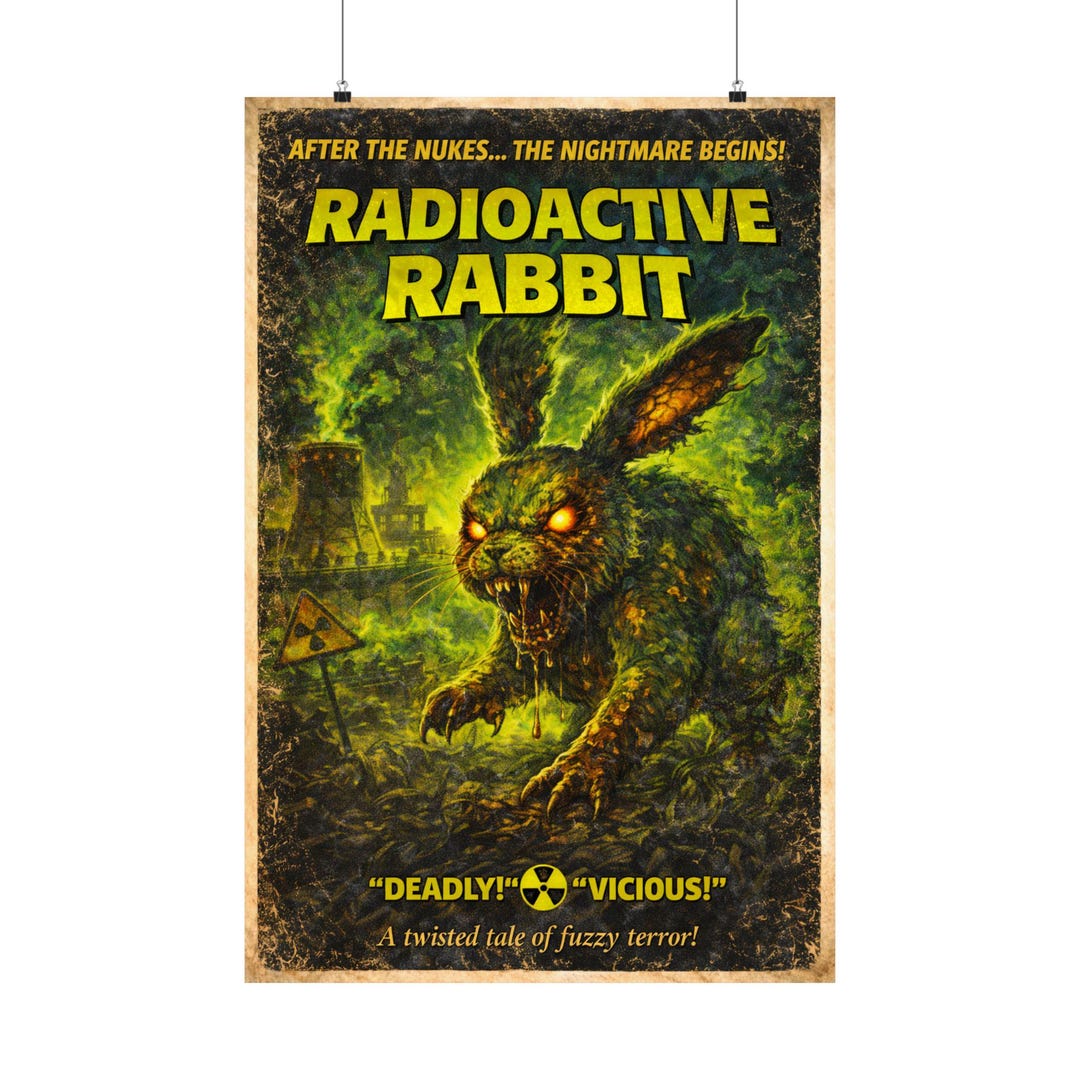 Vertical Movie Poster, Radioactive Rabbit, Matte Print, Wall Art Decor ...