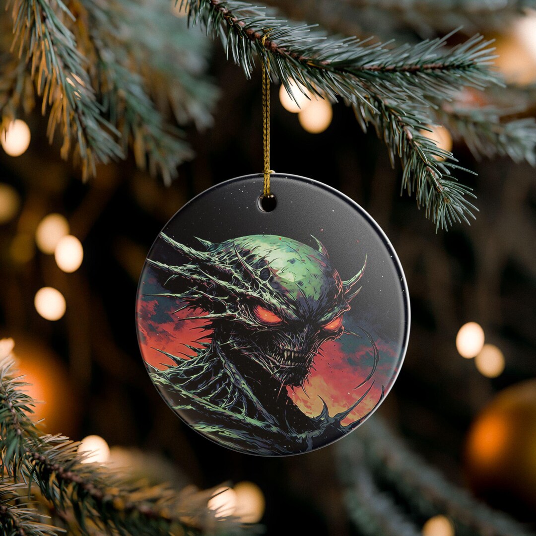 Ceramic Ornament, Spooky Alien Design, Halloween Decor, UFO Creature ...