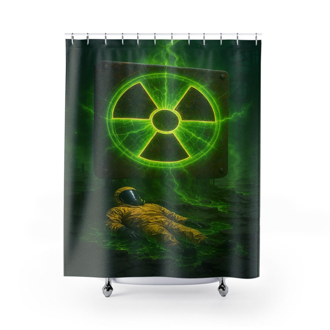 Shower Curtains, Dead Man Hazmat Suit Radiation Symbol Bathroom Decor ...