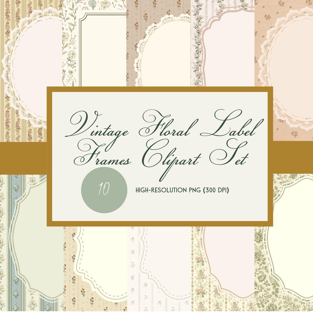 Vintage Floral Label Frames Backgrounds | Antique Cottagecore Labels ...