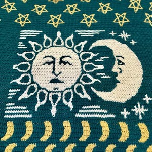Custom Crochet Sun and Moon Blanket – Handcrafted Celestial Throw ...