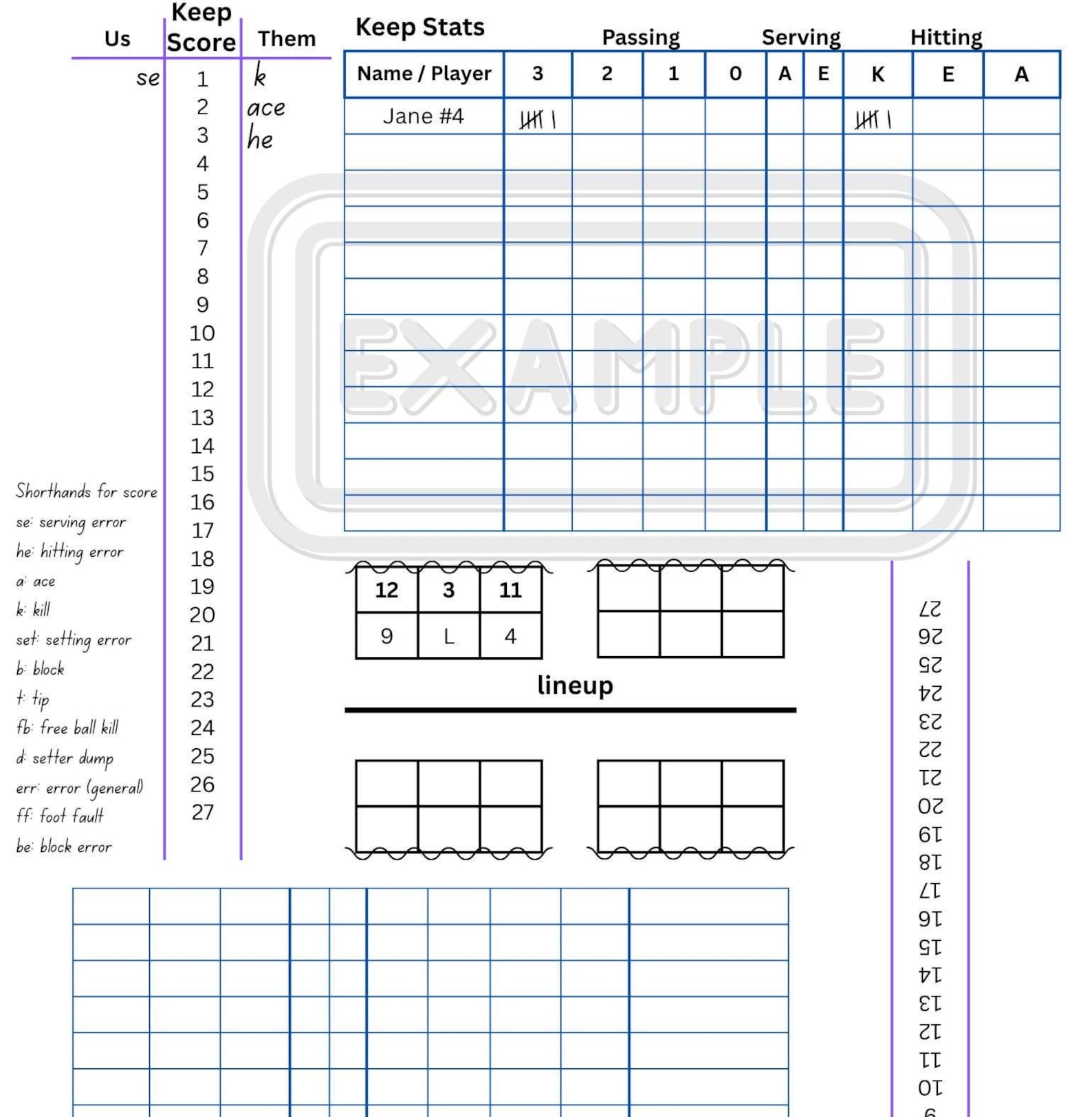Volleyball Stat Tracker | Editable Canva Template for Coaches - Etsy